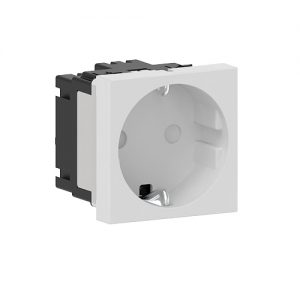 Geaard stopcontact enkel, recht, wit - De Slimme Plint